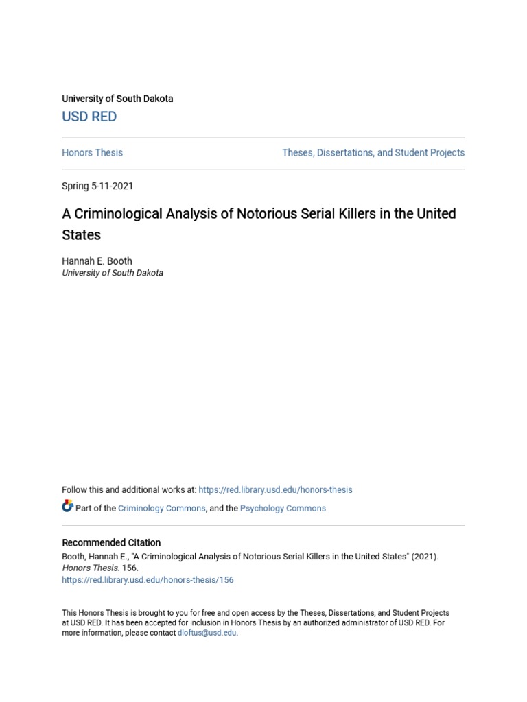 A Criminological Analysis of Notorious Serial Killers in the Unit | PDF ...