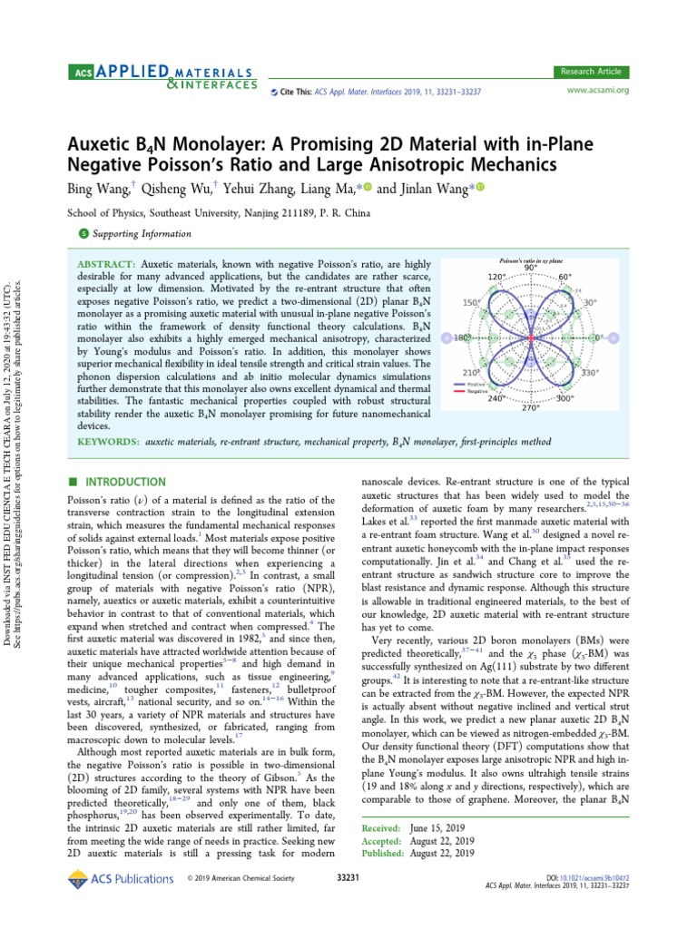 A Promising 2D Material With In-Plane - Wang2019 | PDF | Young's Modulus | Graphene