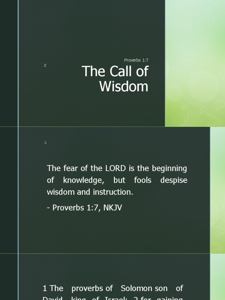 Sermon The Call of Wisdom | PDF | Book Of Proverbs | Wisdom
