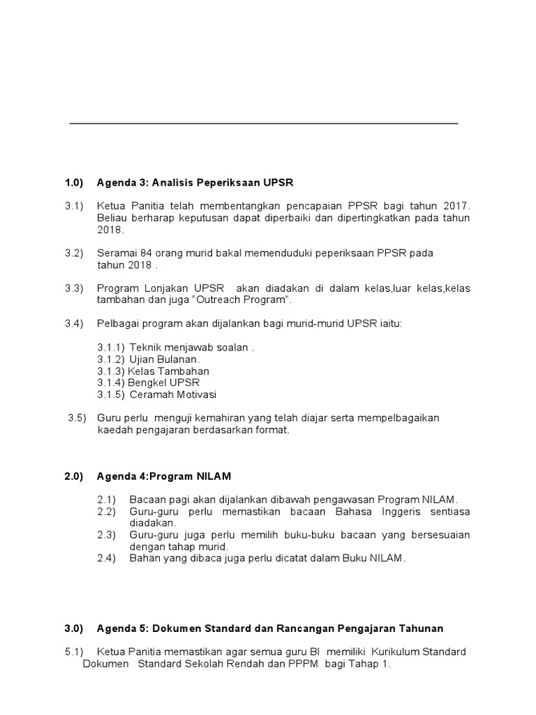 Minit Mesyuarat BI Kali Pertama | PDF
