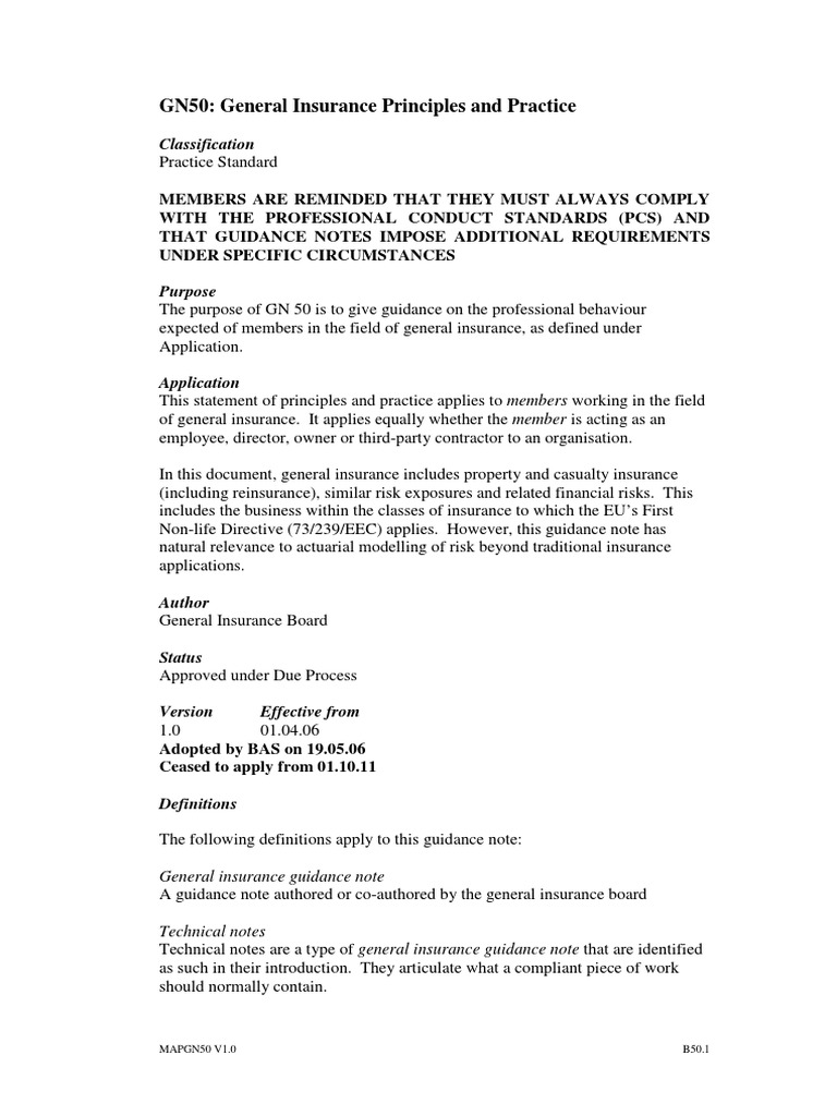GN50 General Insurance Principles and Practice V1 0 | Download Free PDF ...