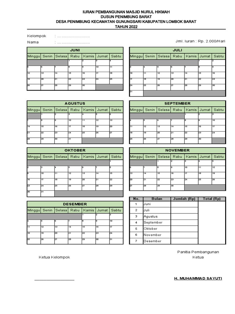 Buku Iuran Masjid | PDF
