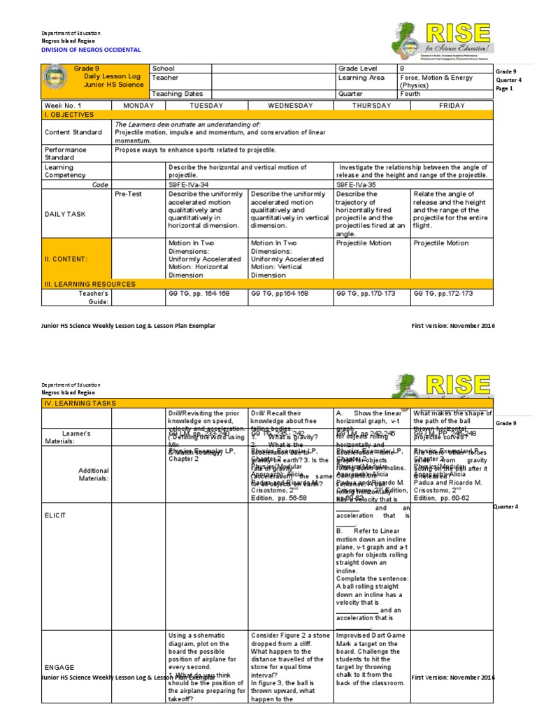 DLL Science 9 4thQ | PDF | Acceleration | Projectiles