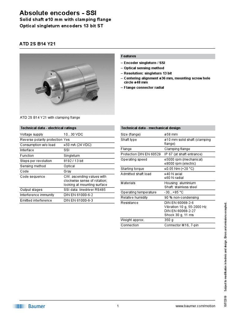 Baumer ATD 2S B14 Y21 DS EN | PDF | Electrical Engineering | Electronics