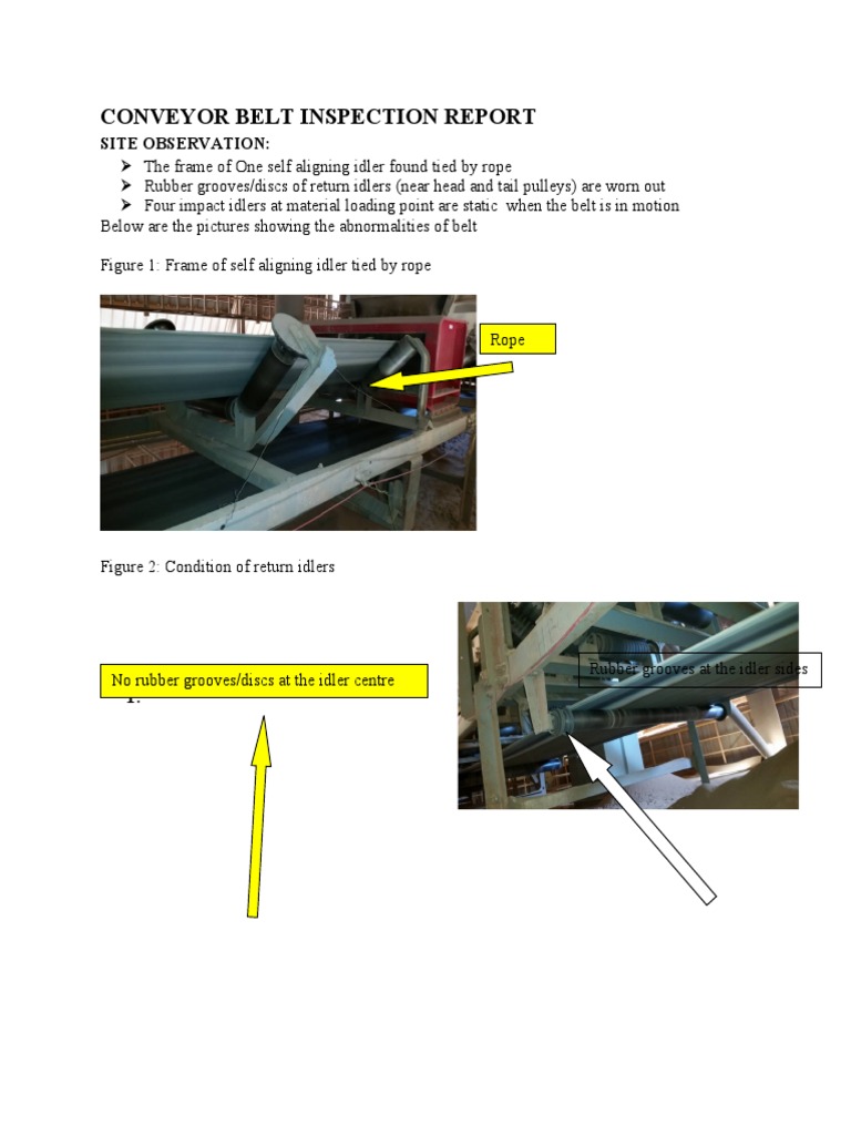 Conveyor Belt Inspection Findings | PDF | Technology & Engineering ...