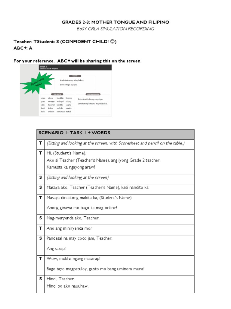 G2.G3 MT - Filipino Simulation Script | PDF
