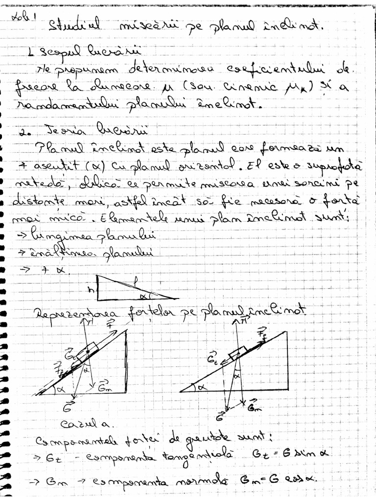 Studiul Miscarii Pe Planul Inclinat | PDF