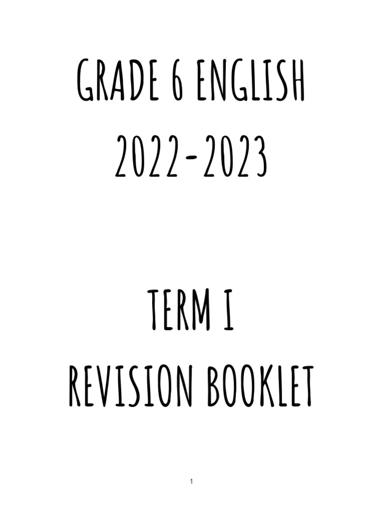 Grade 6 English Term 1 Revision Booklet | PDF | Noun | Europe