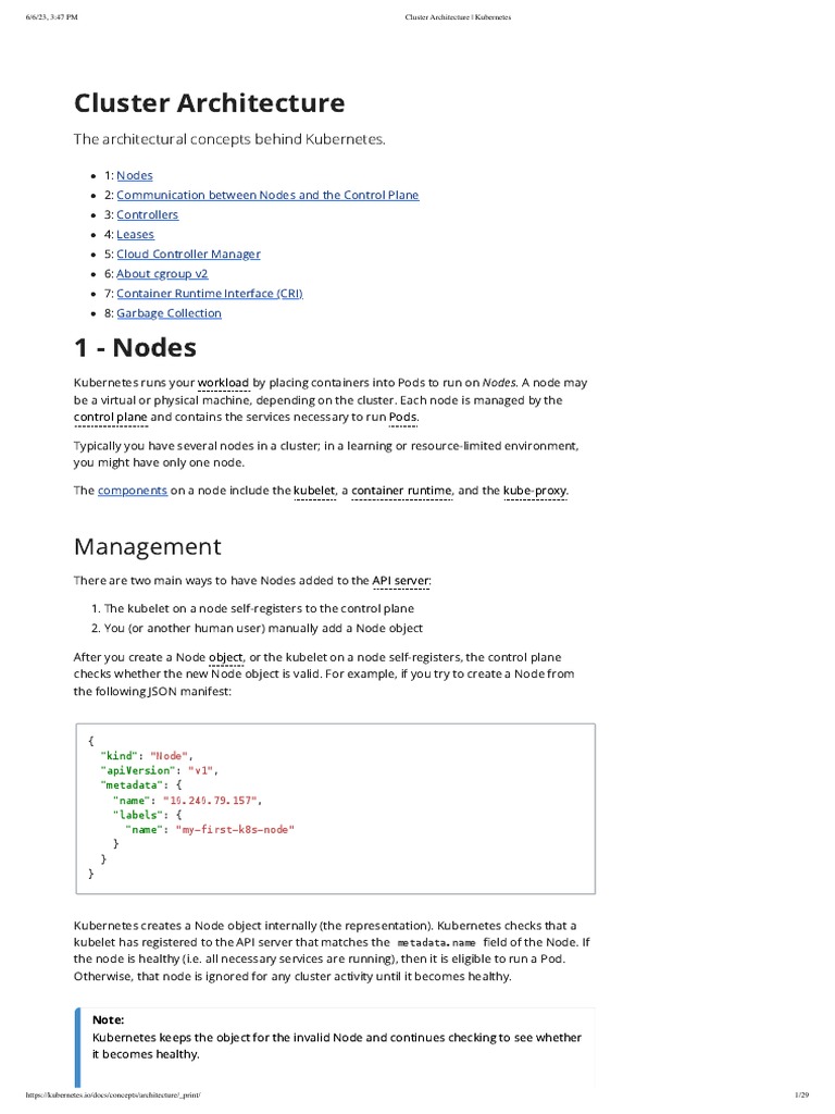 Cluster Architecture _ Kubernetes | PDF | I Pv6 | Software