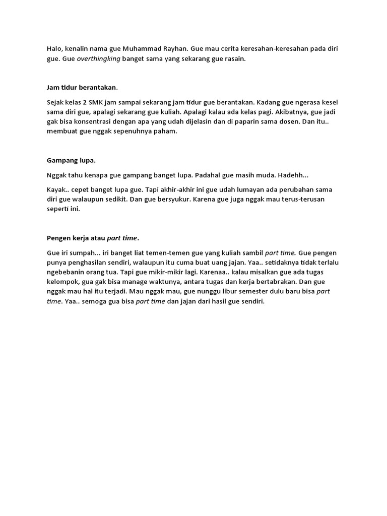 Muhammad Rayhan - A Letter For Me. | PDF