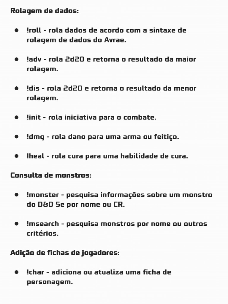 Comando Avrae | PDF