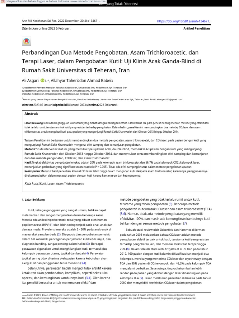 Efektivitas CO2 Laser vs TCA untuk Kutil | PDF