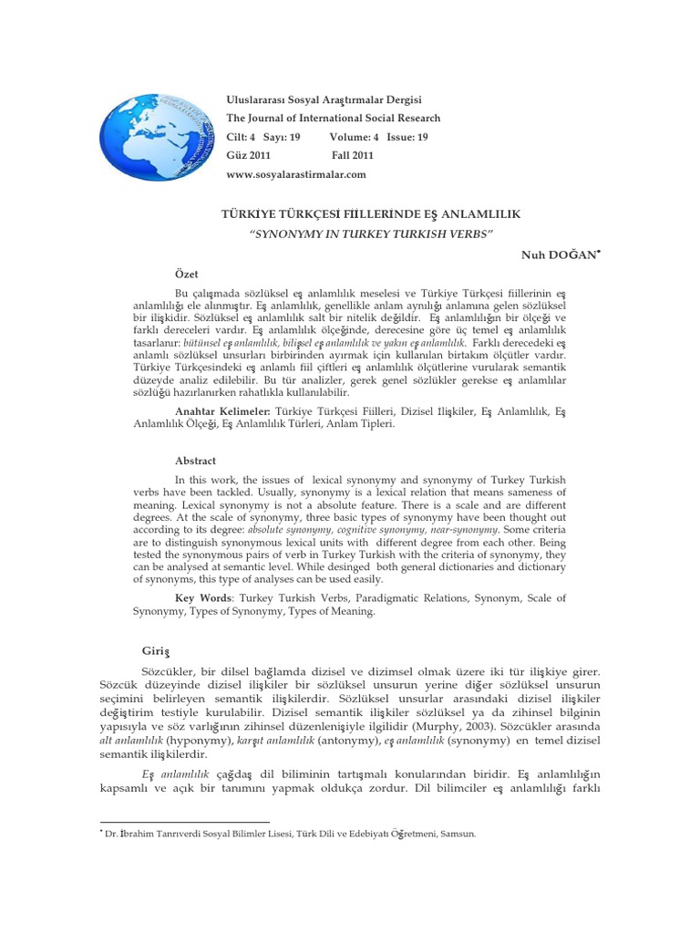 TURKIYE_TURKCESI_FIILLERINDE_ES_ANLAMLIL | PDF