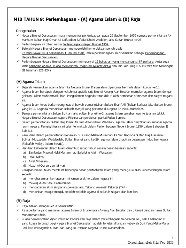 Mib THN 9 - Perlembagaan I | PDF