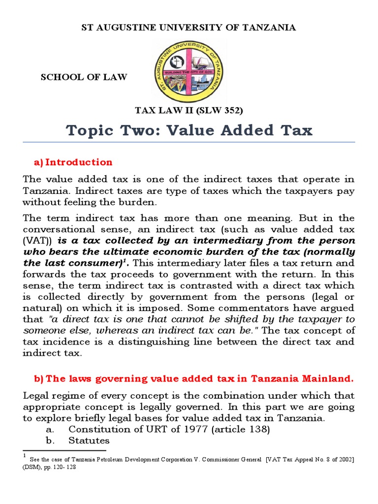 Topic 2 Value Added Tax | PDF | Value Added Tax | Taxes