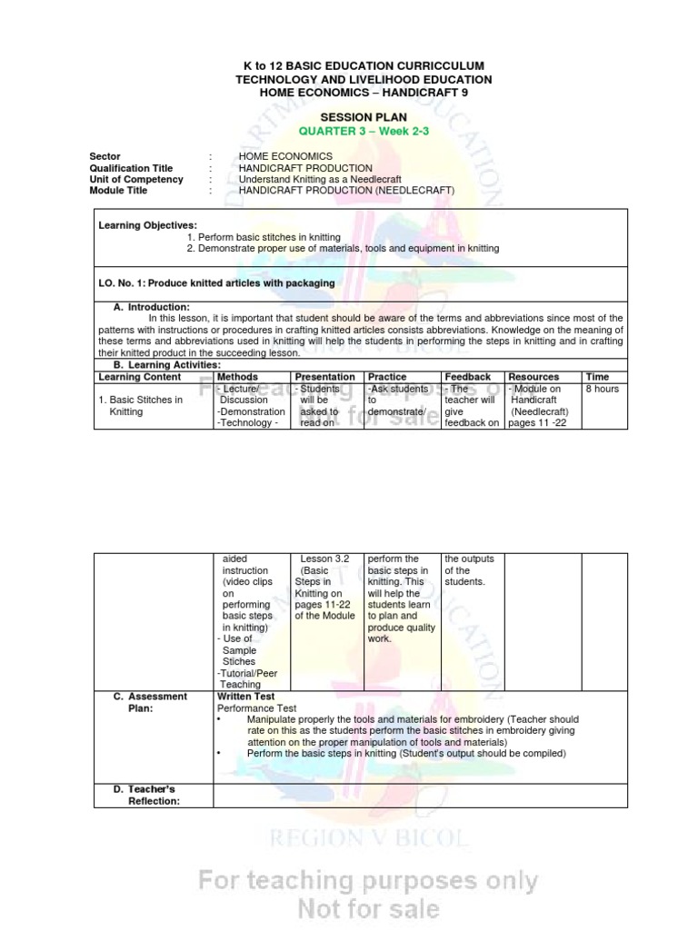 Q3-Week 2-3 | PDF | Knitting | Teachers