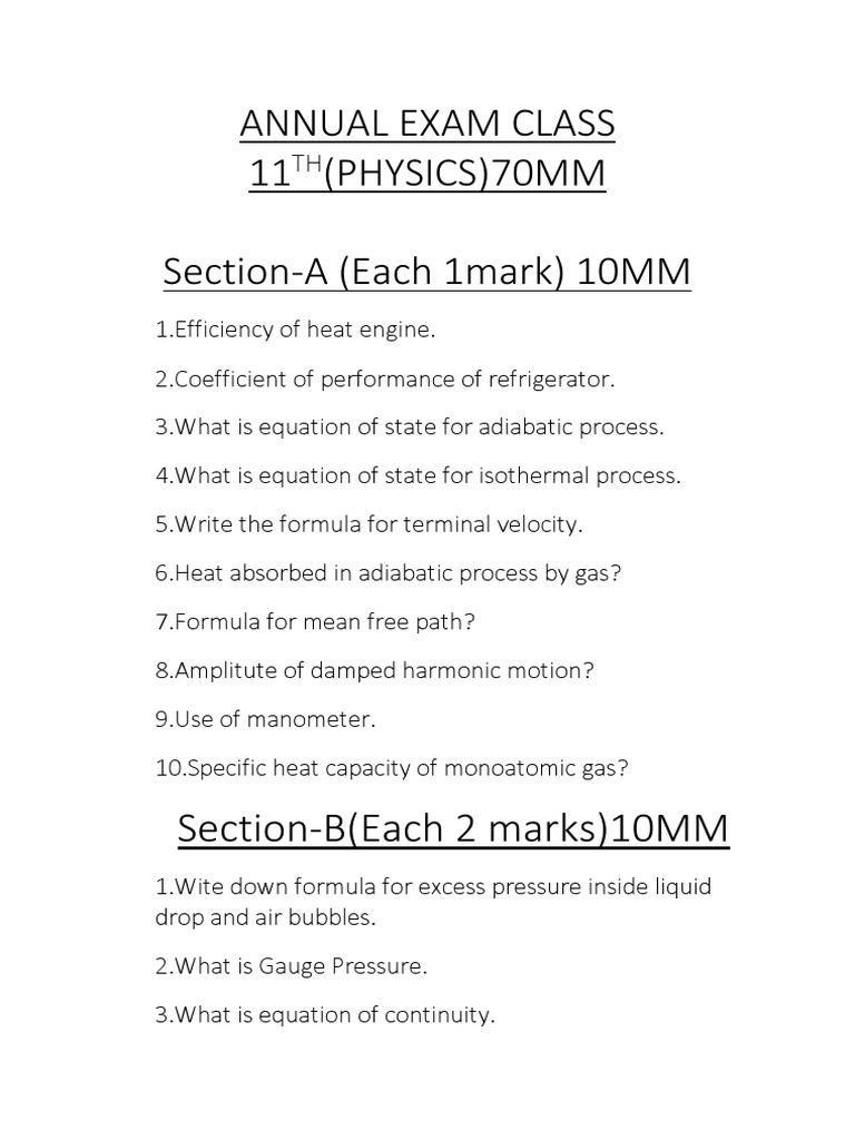 11th Grade Physics Exam Questions | PDF | Teaching Methods & Materials | Science & Mathematics