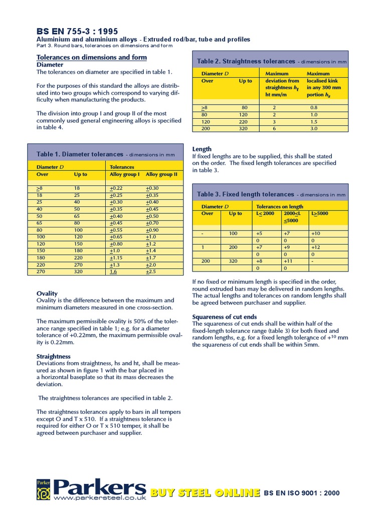 EN 755 - Part 3 | Download Free PDF | Engineering Tolerance | Metrology