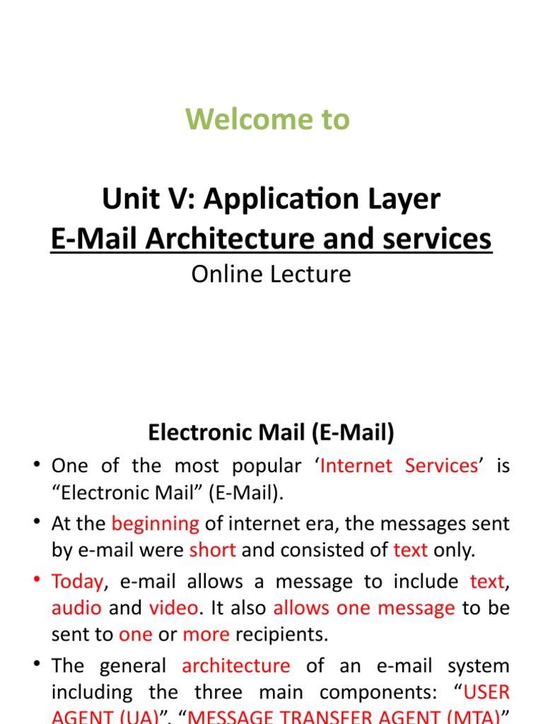 Unit 5-Email Architecture and Services | PDF | Communications Protocols ...