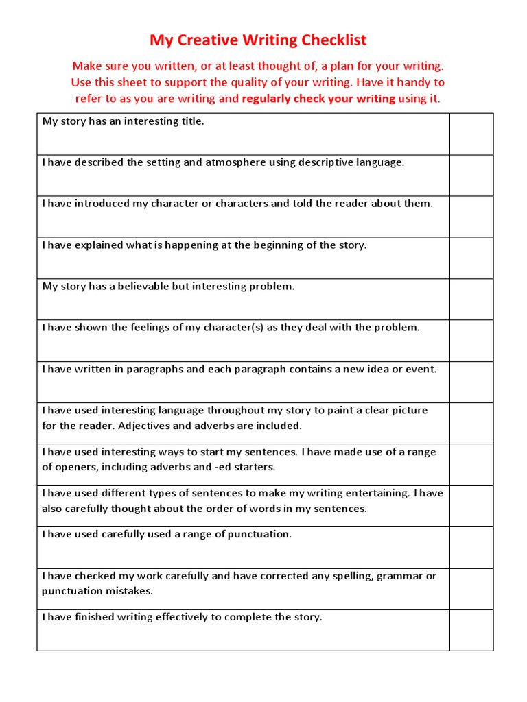 Writing Checklist 2 | PDF