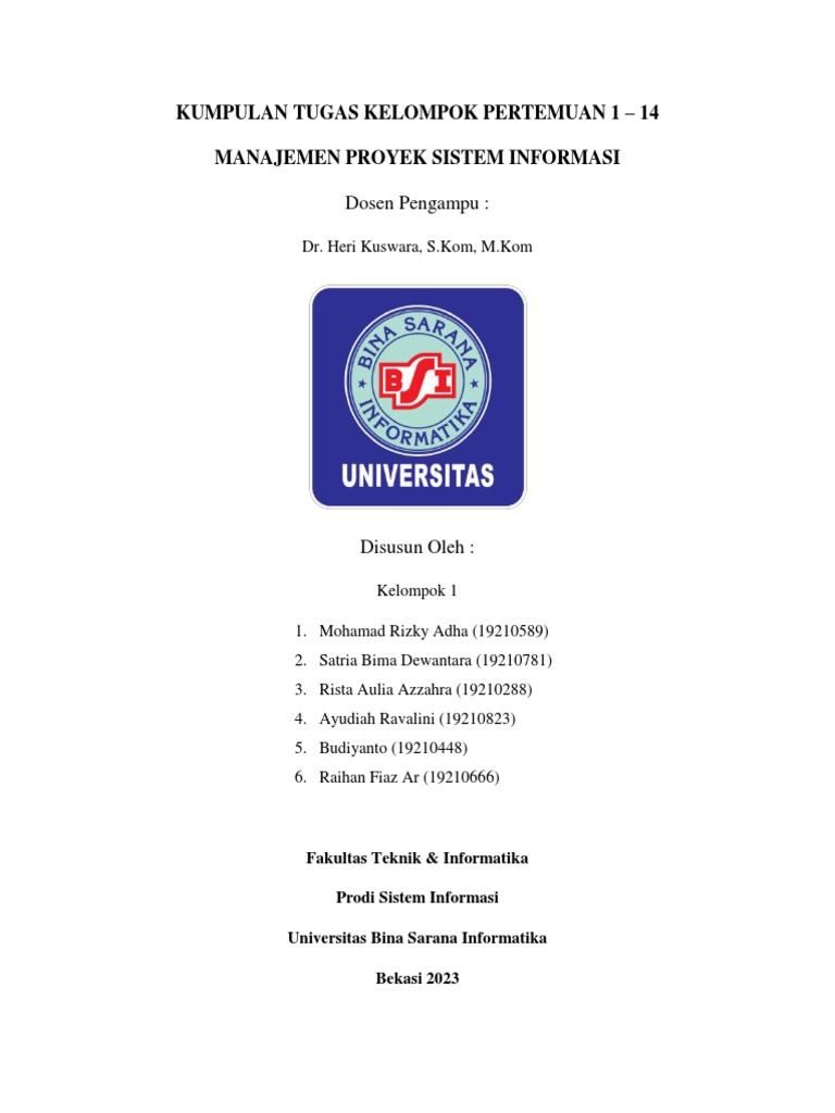 Tugas Kelompok 1 - Pertemuan 1-14 - 19.4A.04 (MPSI) | PDF | Project ...
