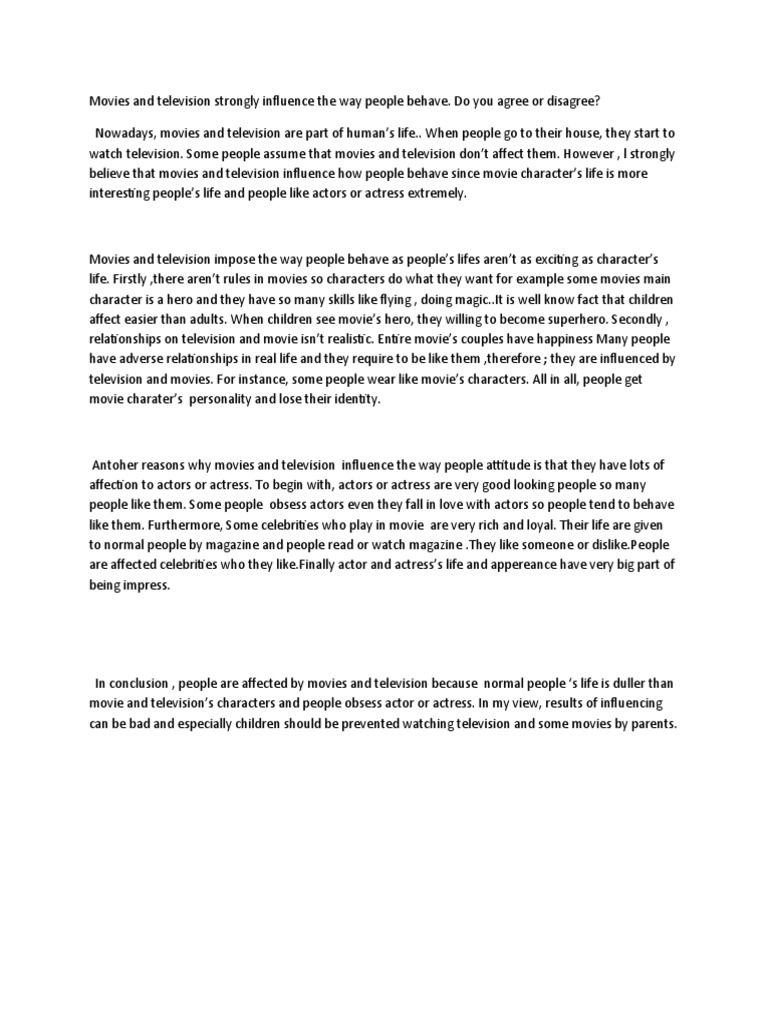Movies and Television Strongly Influence The Way People Behave2 | PDF ...