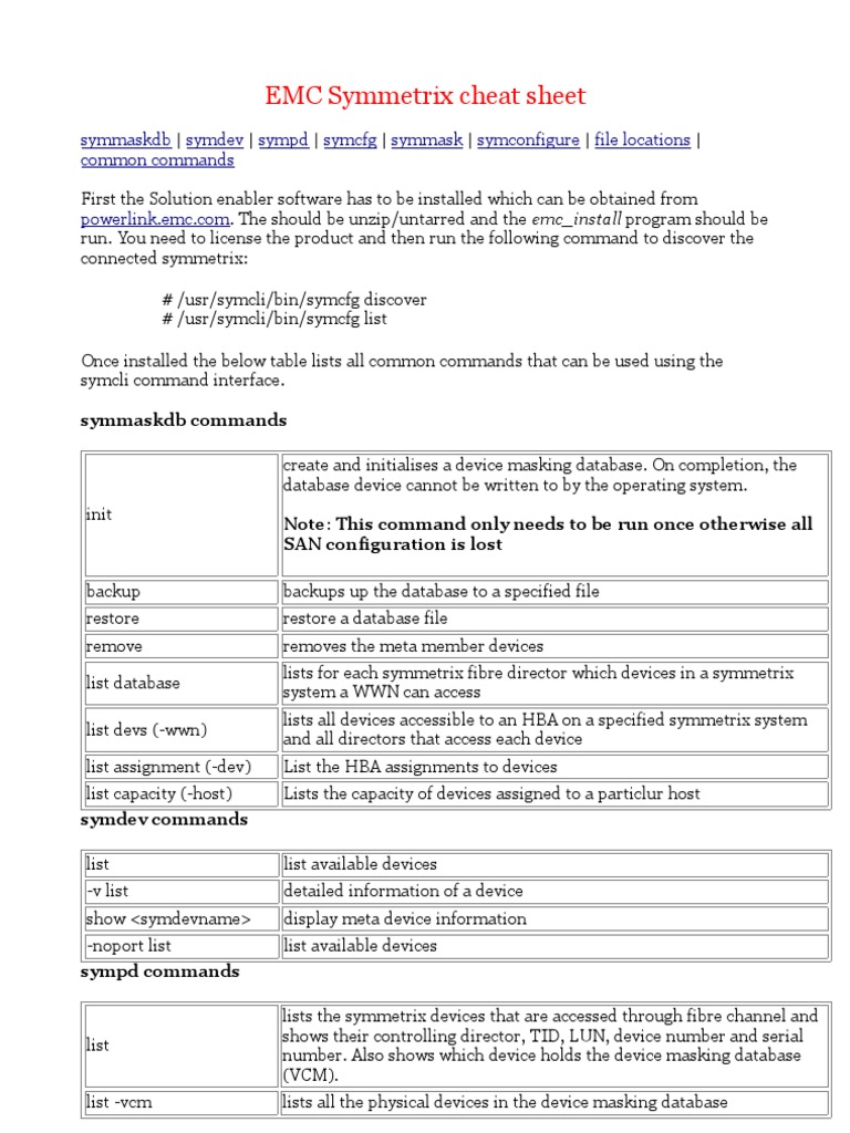 Emc Symmetrix Cheatsheet Pdf Backup Databases