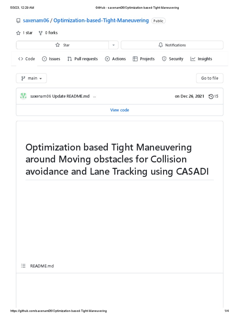 GitHub - saxenam06_Optimization-based-Tight-Maneuvering | PDF | Mathematical Optimization ...