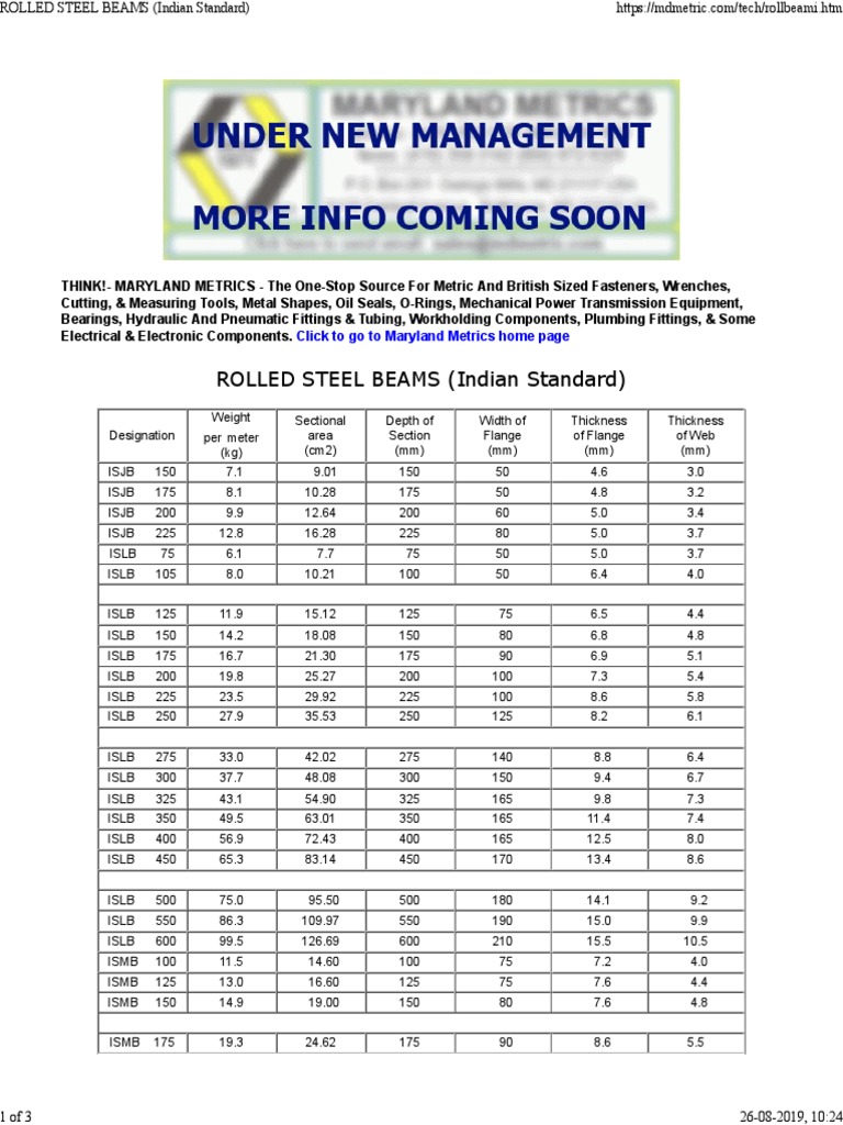 Beam Ismb Specification | PDF | Pipe (Fluid Conveyance) | Mechanical ...