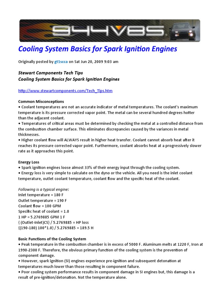Cooling System Basics For Spark Ignition Engines | PDF | Radiator | Pump