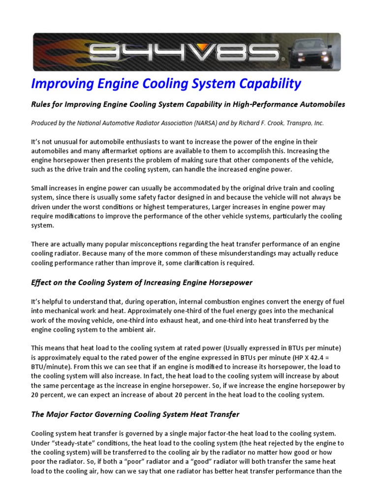 Improving Engine Cooling System Capability 2 | PDF | Radiator | Heat ... Improving Engine Cooling System Capability 2 | PDF | Radiator | Heat ...