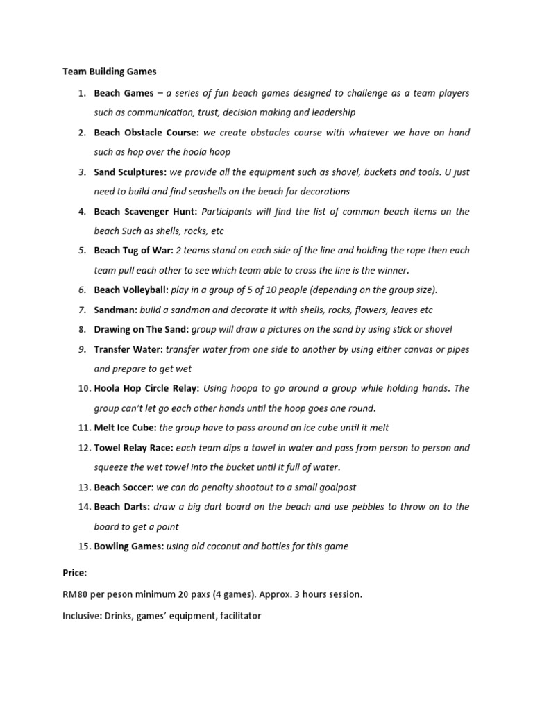 Team Building Games | PDF