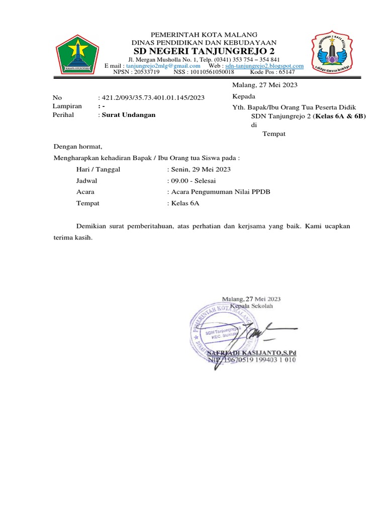 Undangan PPDB Nilai | PDF