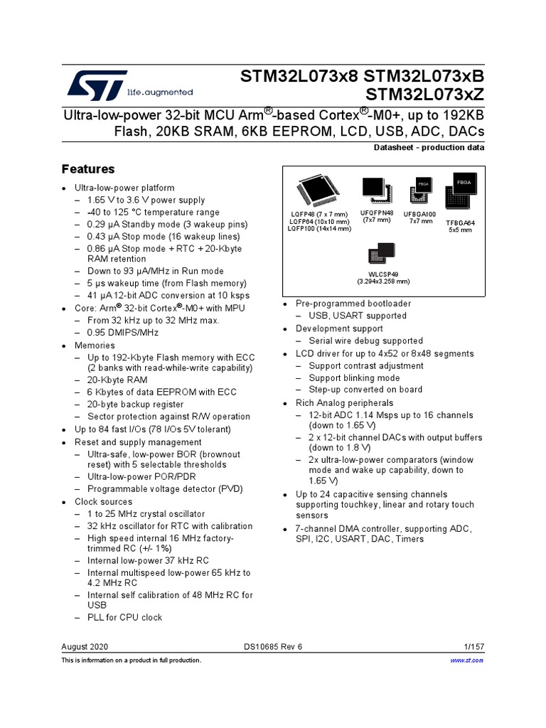 STM 32 L 073 RZ | PDF | Microcontroller | Power Supply