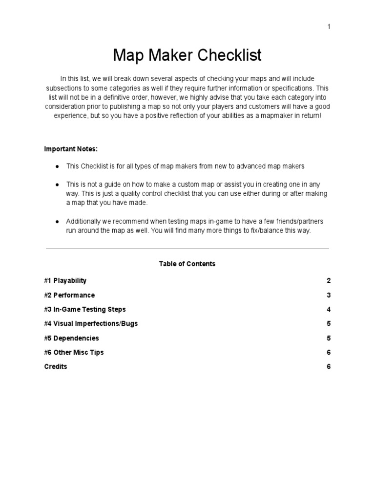 Map Maker Checklist-Eng | PDF