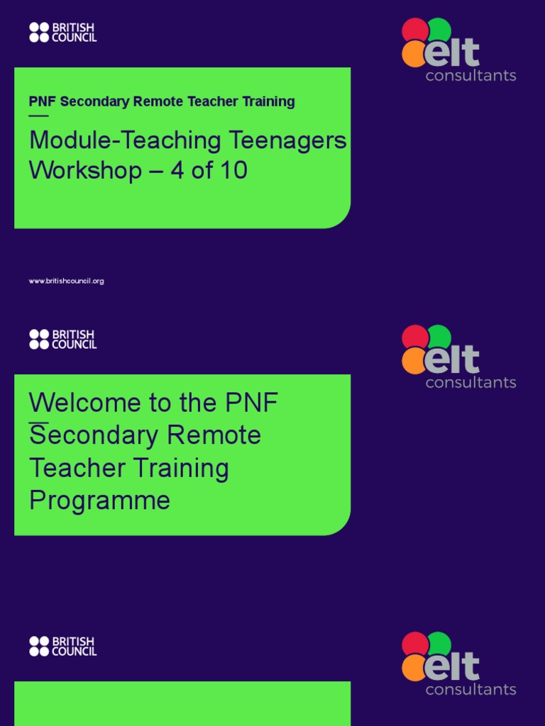 PT Pre Workshop Module 2 Teaching Teenagers Workshop 4 of 10 250122 | Download Free PDF ...