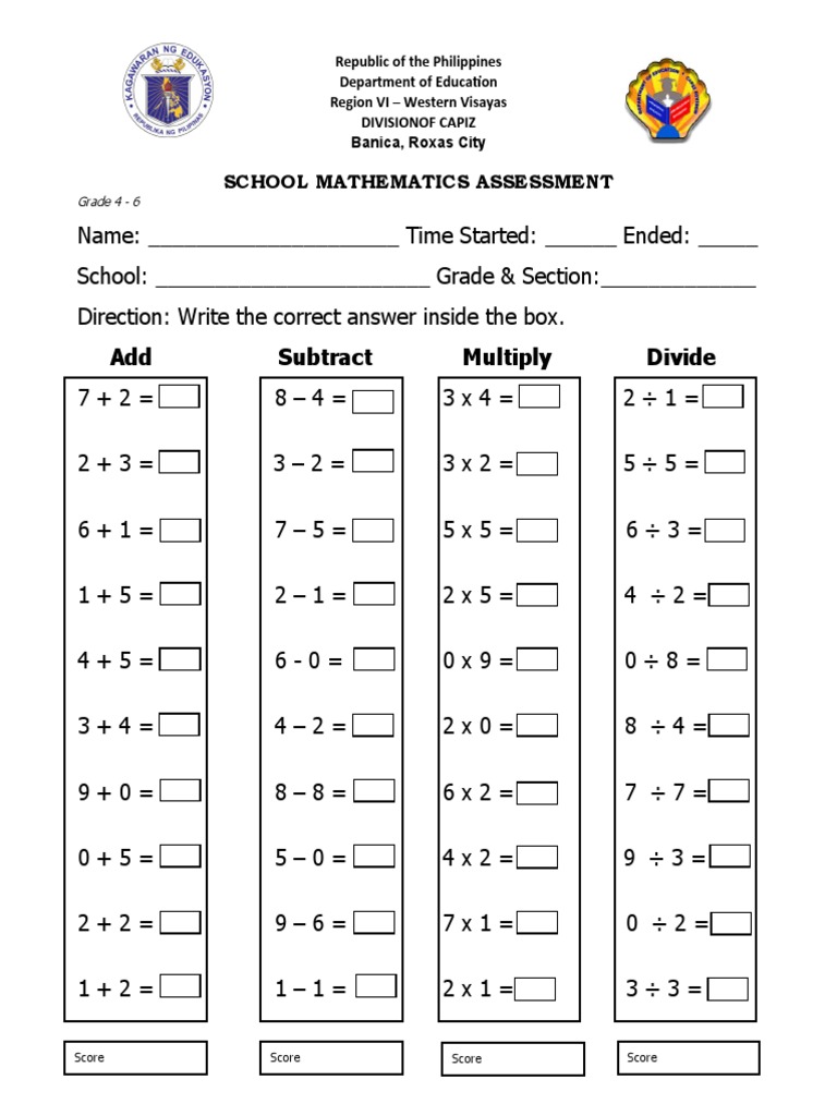 Assessment-2022 RUNT | PDF | Elementary Mathematics | Arithmetic