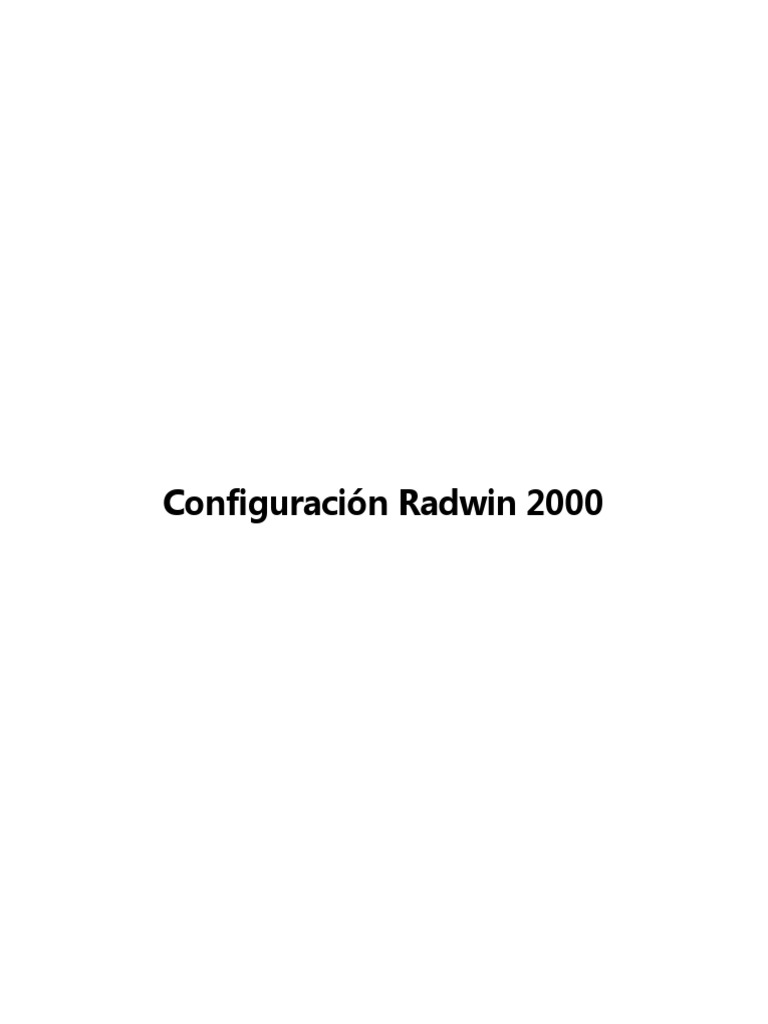 Configuración Radwin 2000 | PDF