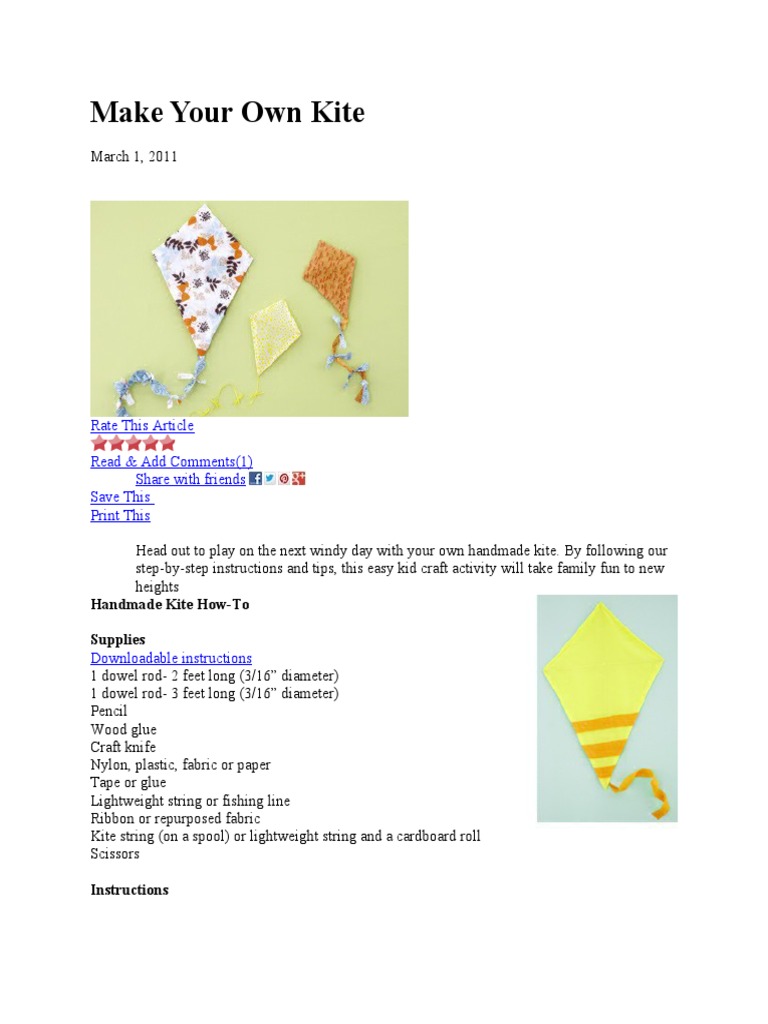 Make Your Own Kite | PDF | Kite | Wound