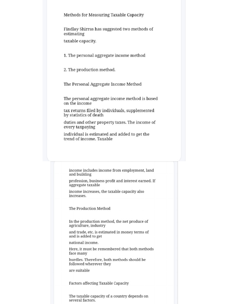 Methods of Measuring Taxable Capacity | PDF