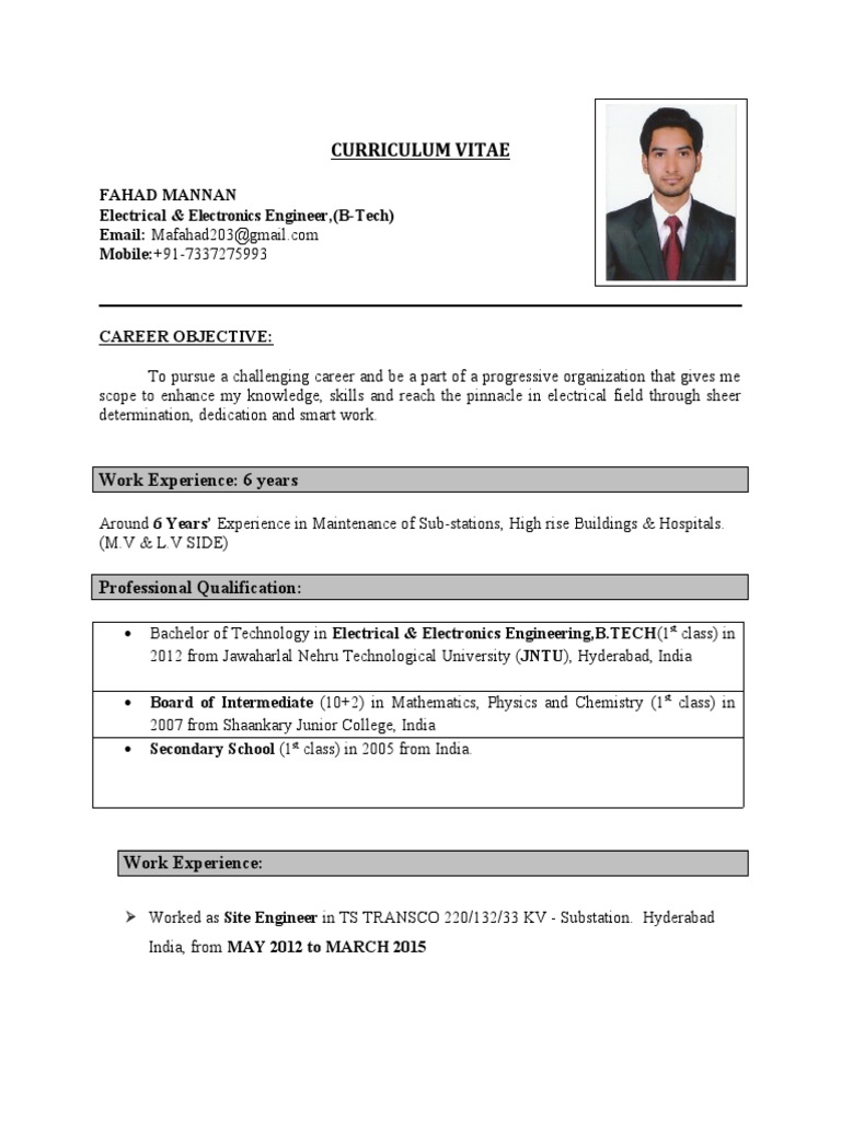 Fahad CV Updated | PDF | Electrical Substation | Electrical Engineering