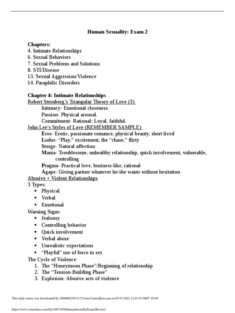 Exam 2 Review | PDF | Sexual Dysfunction | Rape