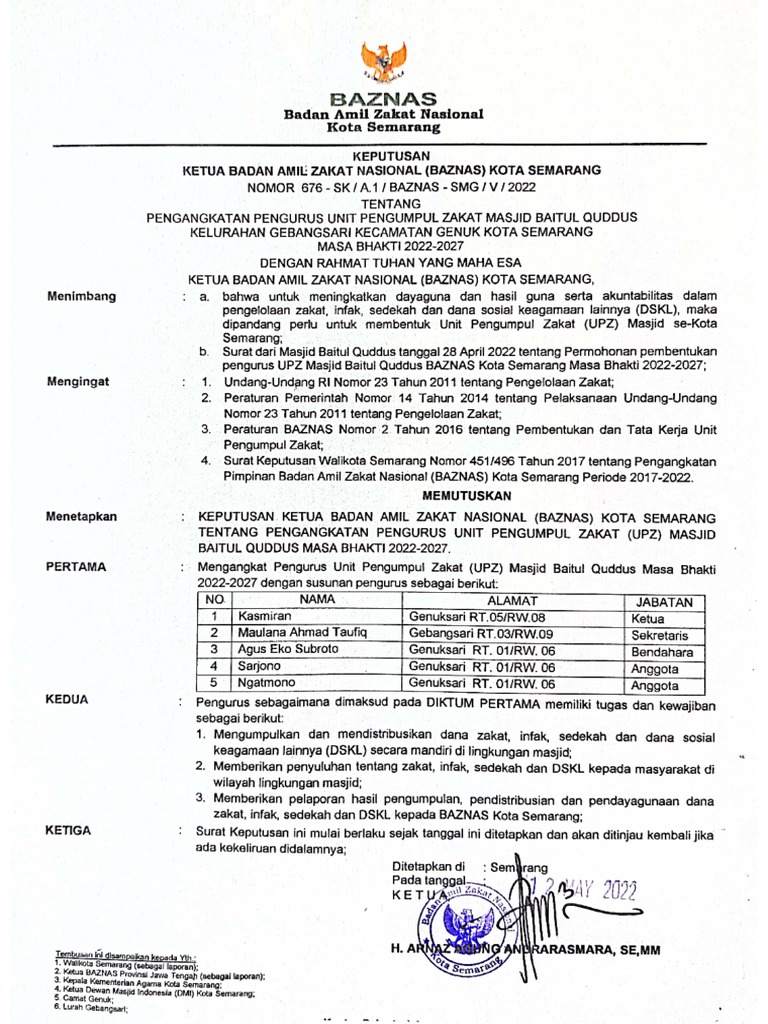 SK Unit Pengumpul Zakat | PDF