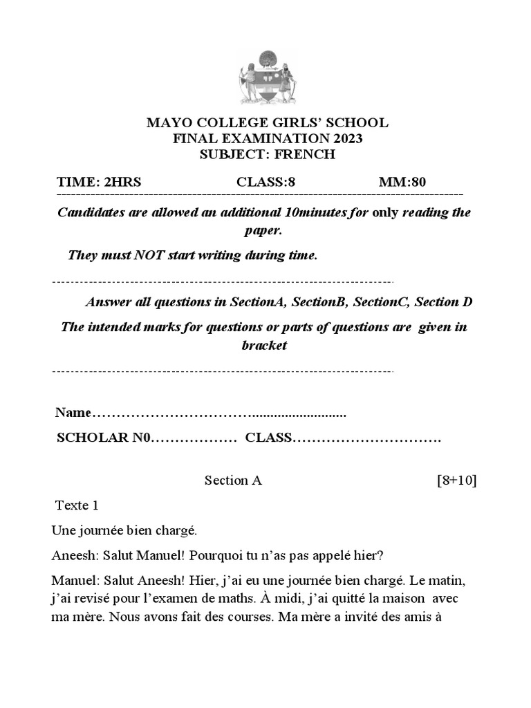Final Term Class 8 | PDF | Agréable