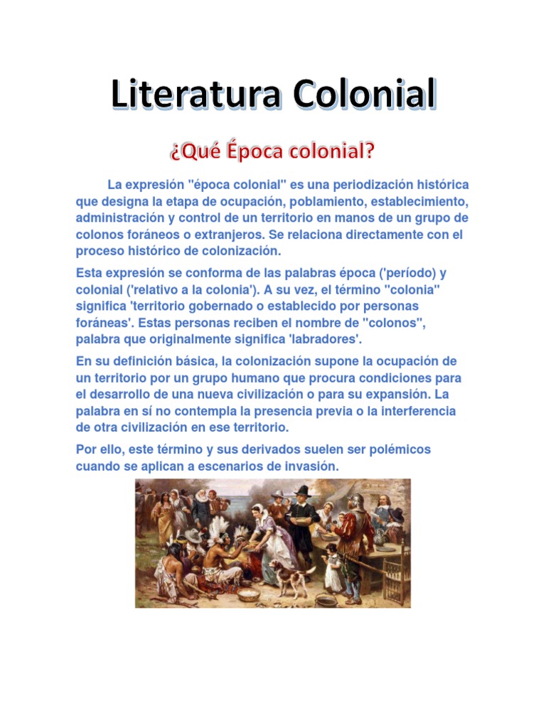 Literatura Colonial | PDF | Colonialismo | Colonización española de las Américas