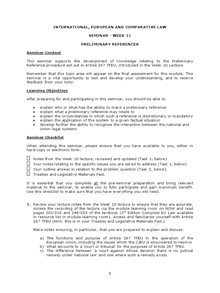 IEC Law Seminar Week 11 - Preliminary References 1 202223 | PDF ...