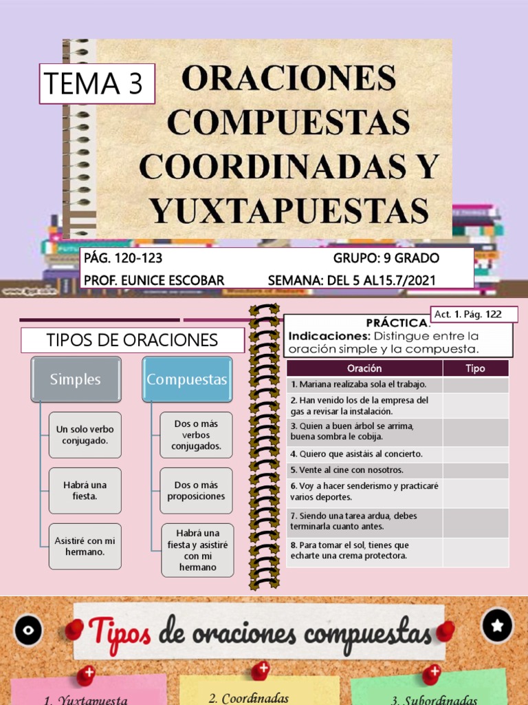 Tipos de Oraciones Compuestas | PDF | Oración (Lingüística) | Verbo