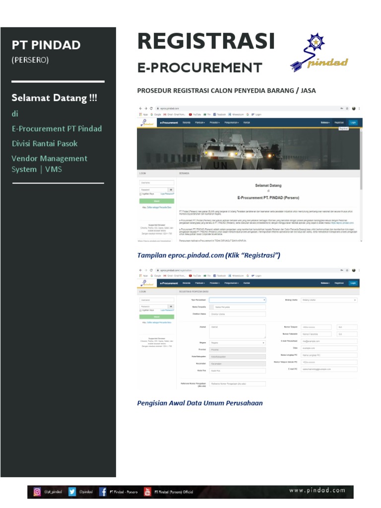 Registrasi E-Procurement PT Pindad | PDF | Teknologi & Rekayasa