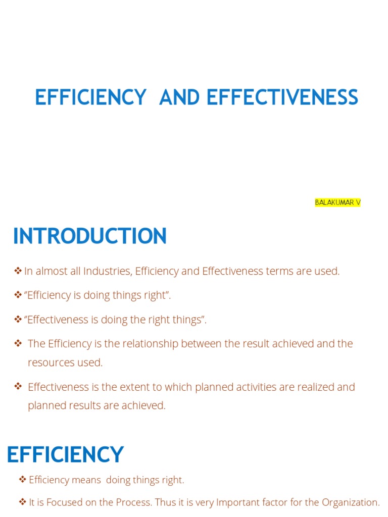 Efficiency Vs Effectiveness Pdf Efficiency Performance Indicator