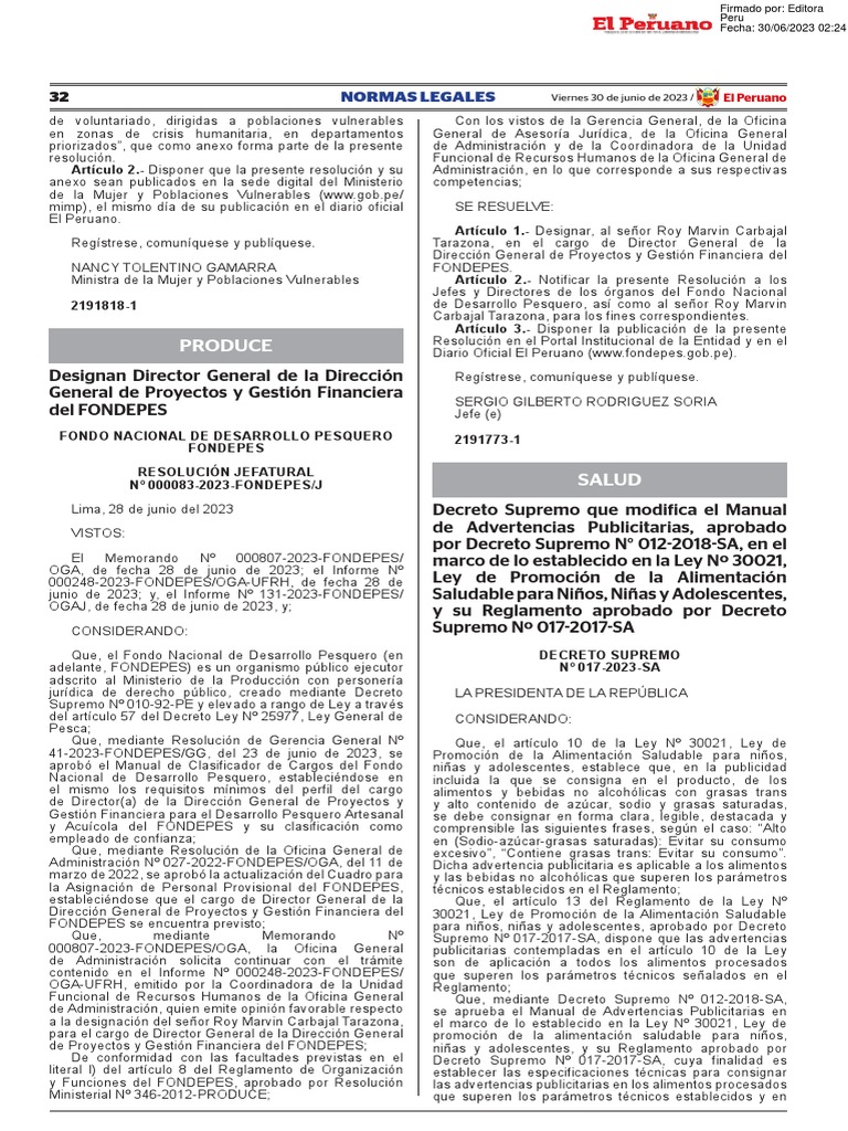 Decreto Supremo #017-2023-SA | Descargar gratis PDF | Ministerio ...